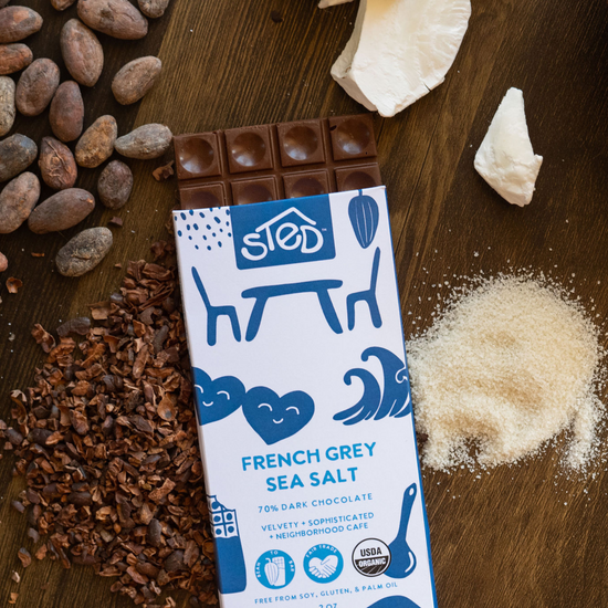 French Grey Sea Salt 70% Dark Chocolate Bar by Sted Foods